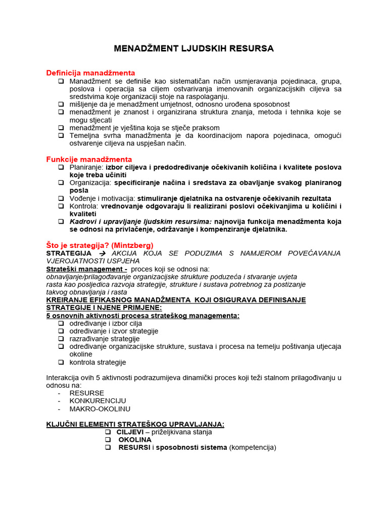 Menadžment Ljudskih Resursa - Prezentacije | PDF