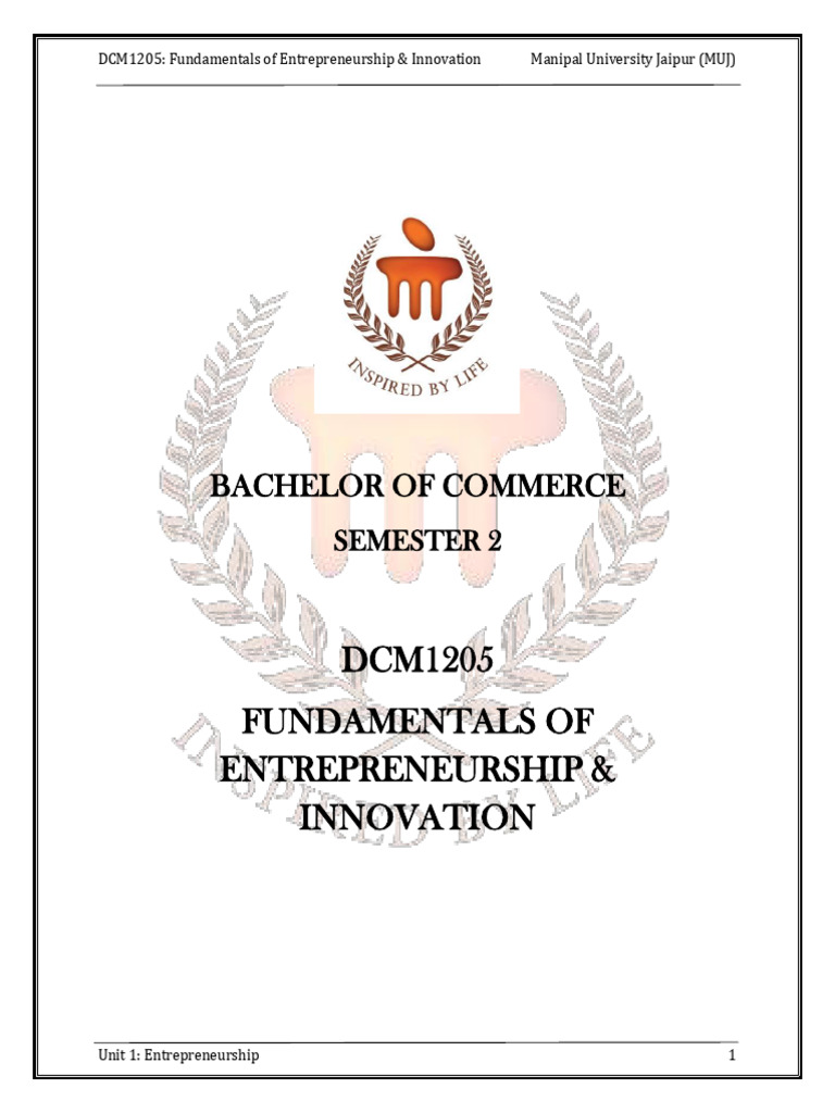 Fundamentals of Entrepreneurship & Innovation Book-1 | PDF | Entrepreneurship | Social ...
