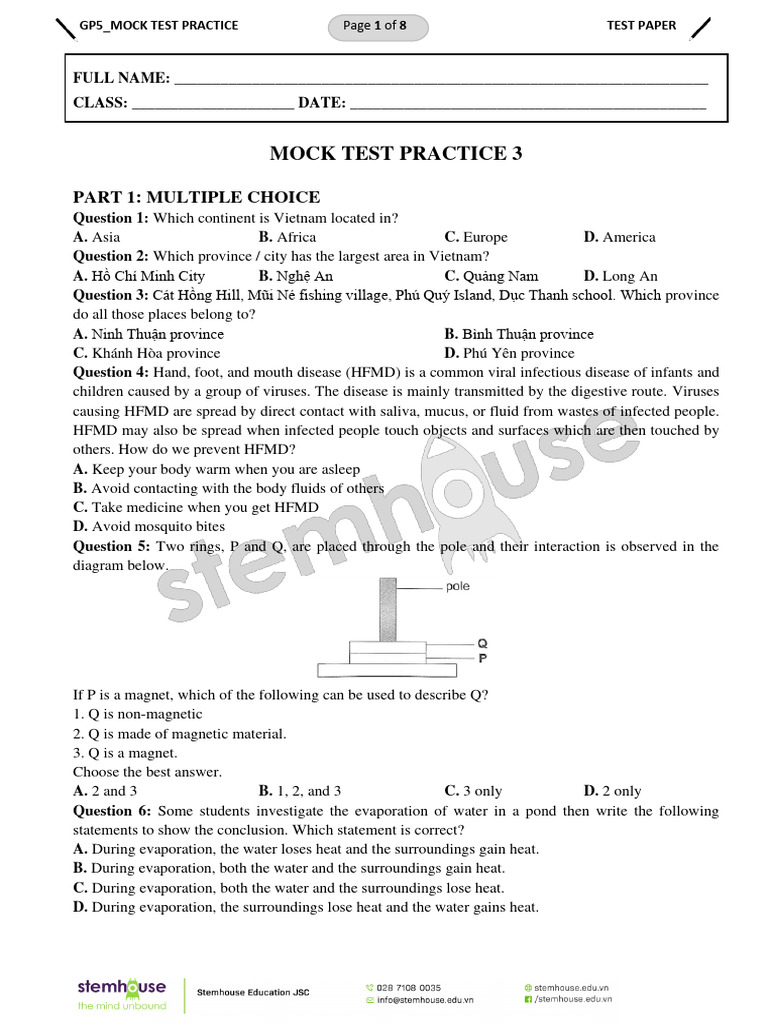 Mock Test Practice for Students | PDF | Silk | Heat