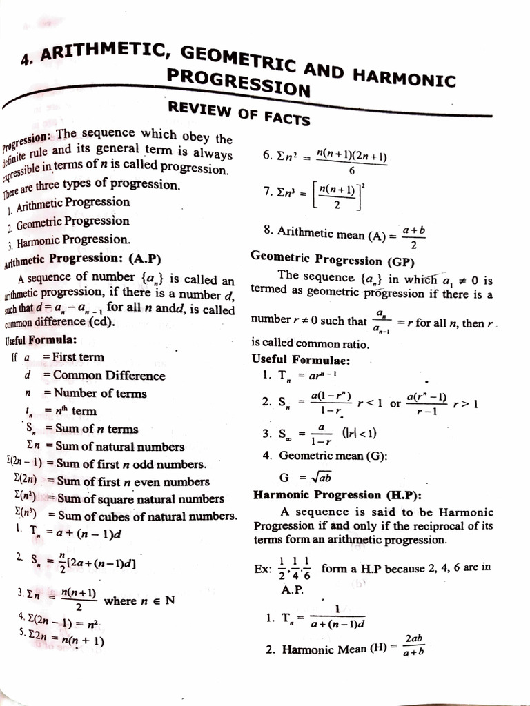 Arithmetic, Harmonic, Geometric Progression | PDF | Mathematical ...
