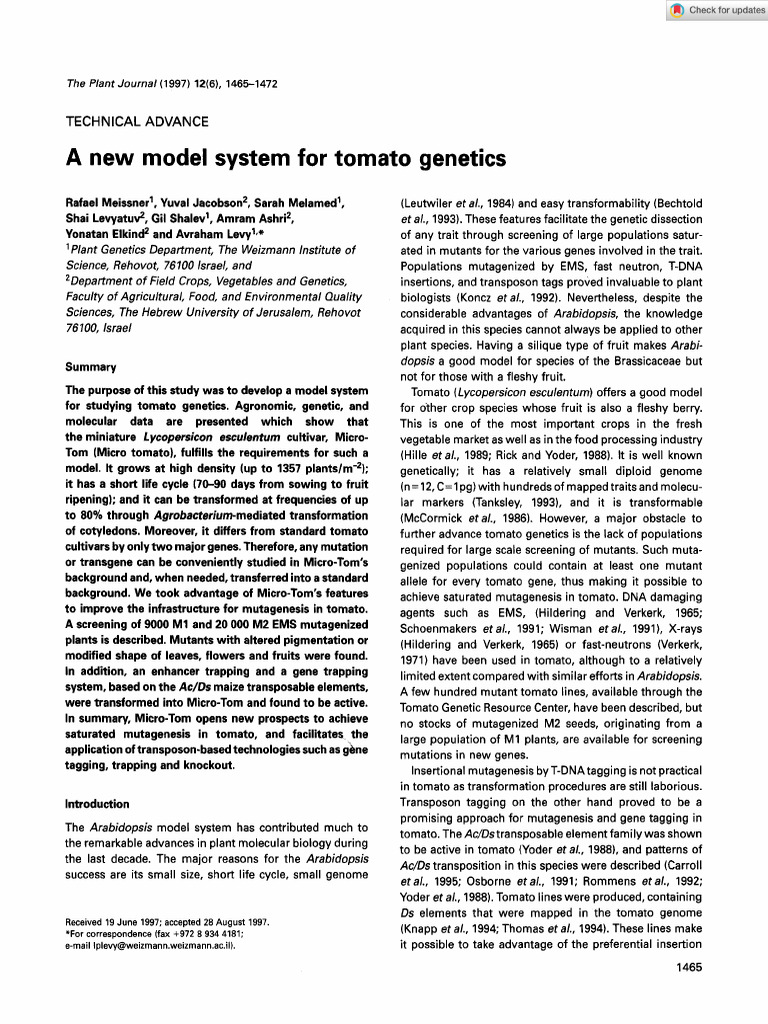 The Plant Journal - 2002 - Meissner - A New Model System For Tomato ...