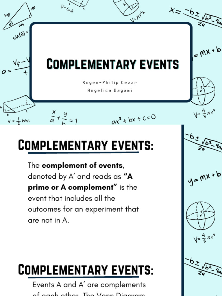 COMPLEMENTARY EVENTS | Download Free PDF | Probability Theory | Probability