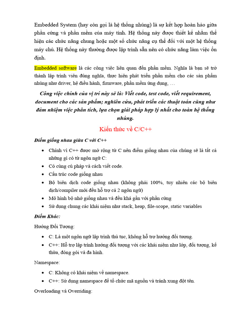 Kiến Thức Pvan C Embedded | PDF