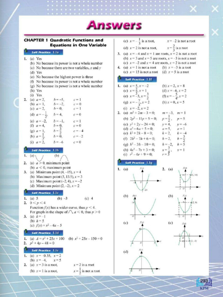 KSSM 2020 DP Mathematics Form 4 Part 3 Answers | PDF