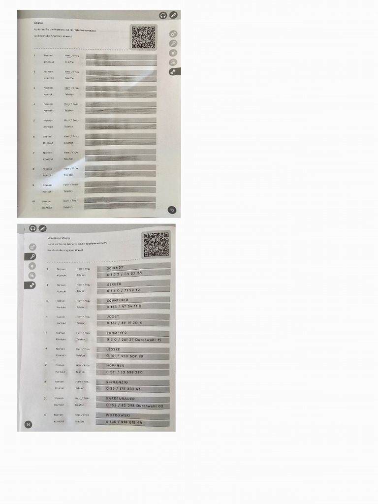 DTB OK B2 Hören & Sprechen - Übung Namen Und Telefonnumern | PDF