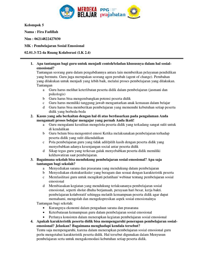 02.01.3-T2-4a Ruang Kolaborasi (LK 2.4) - PSE - Kelompok 5 - FF | PDF | Karier & Perkembangan ...