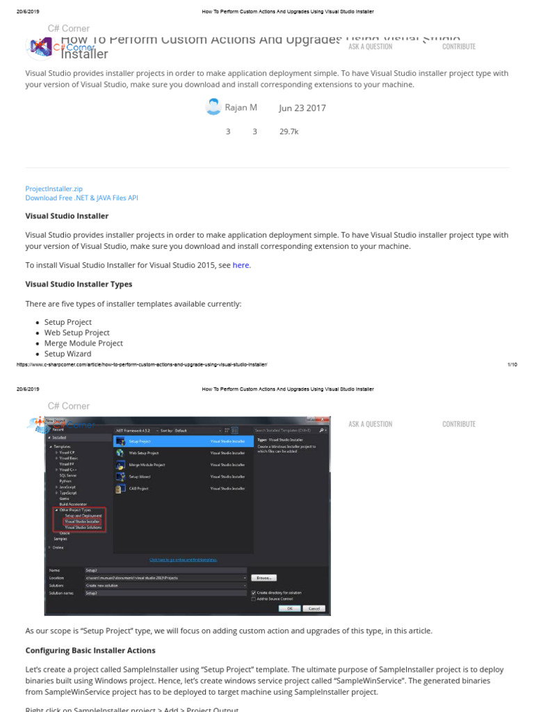 Custom Actions in Visual Studio Installer | PDF | Installation ...