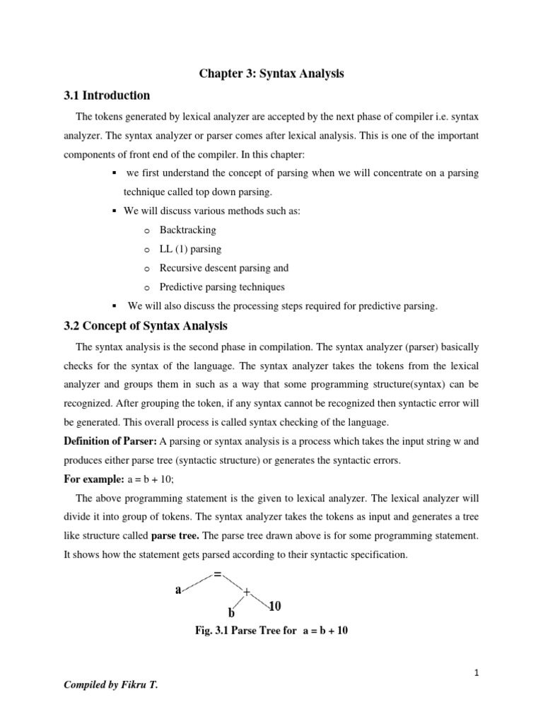 Chapter 3 Syntax Analysis Full Reading Material | PDF | Parsing | Theoretical Computer Science