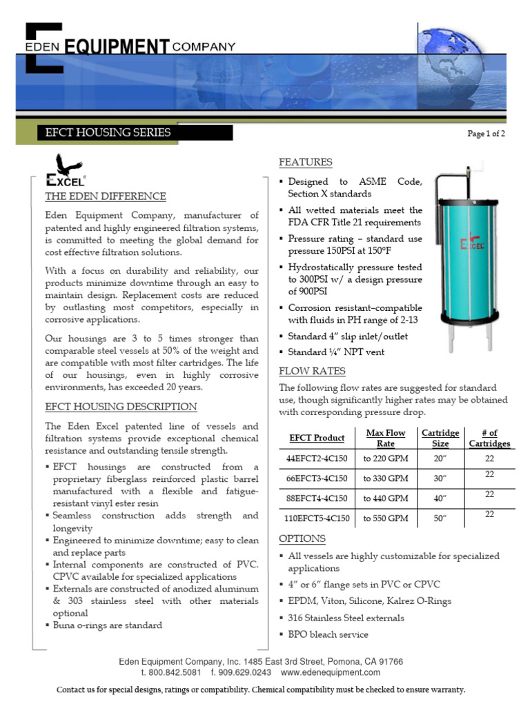 EDEN EXCEL Cartridge Filter | Download Free PDF | Filtration | Corrosion