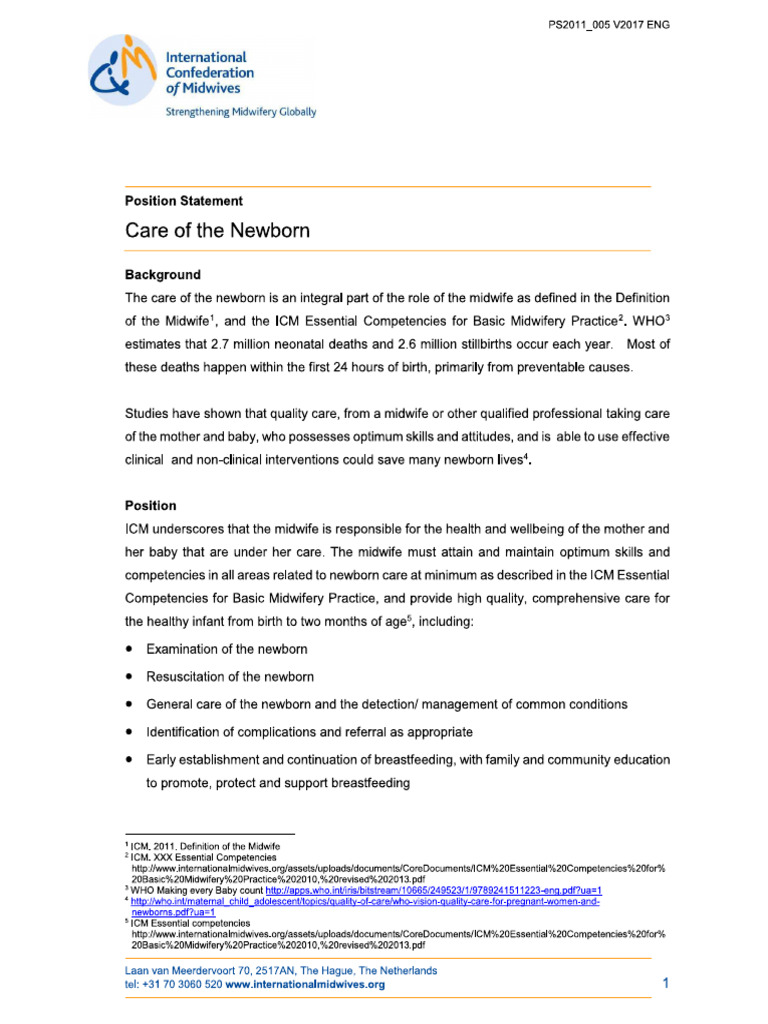 Care of The Newborn | PDF
