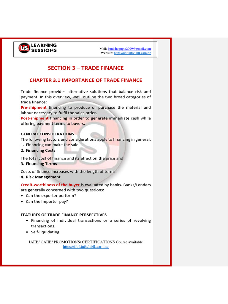 Trade Finance | PDF | Factoring (Finance) | Credit