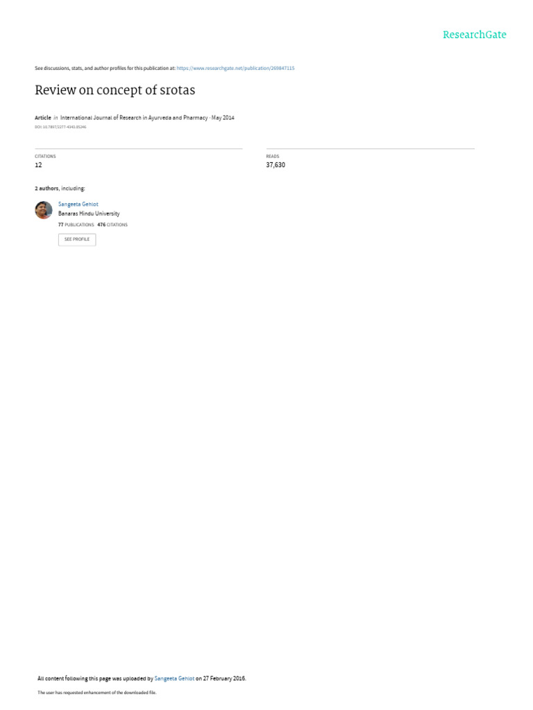 Ayurvedic Srotas System Review | PDF | Ayurveda | Pathology