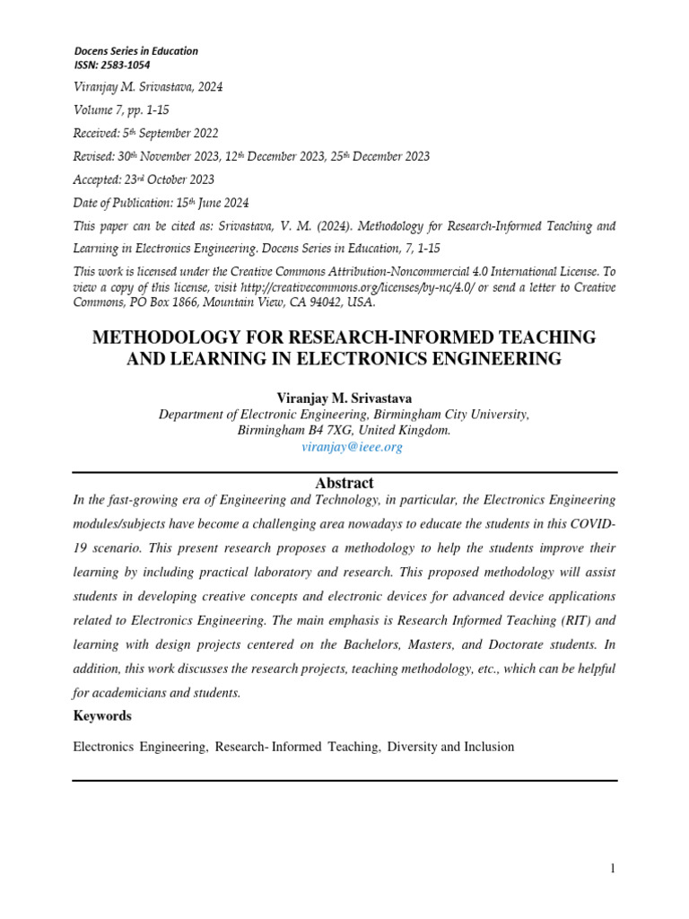 Methodology For Research-Informed Teaching and Learning in Electronics ...