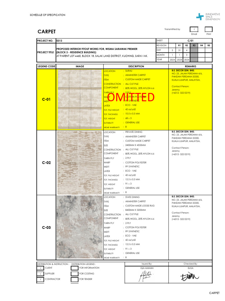 Carpet Specs 21.06 (Wip - For Refer Only) | PDF | Carpet | Yarn