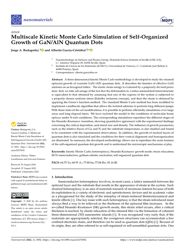 Multiscale Kinetic Monte Carlo Simulation of Self | PDF | Epitaxy ...