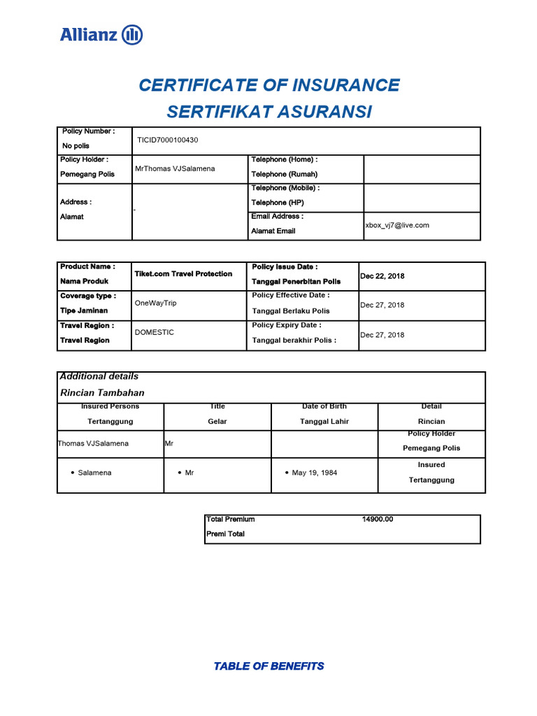 #61224654-101014798-TICID7000100430 Certificate of Insurance | PDF