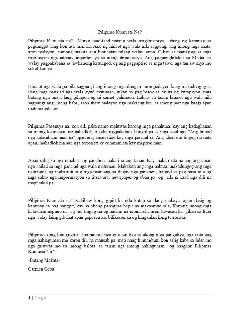Pilipinas Kumusta Na | PDF