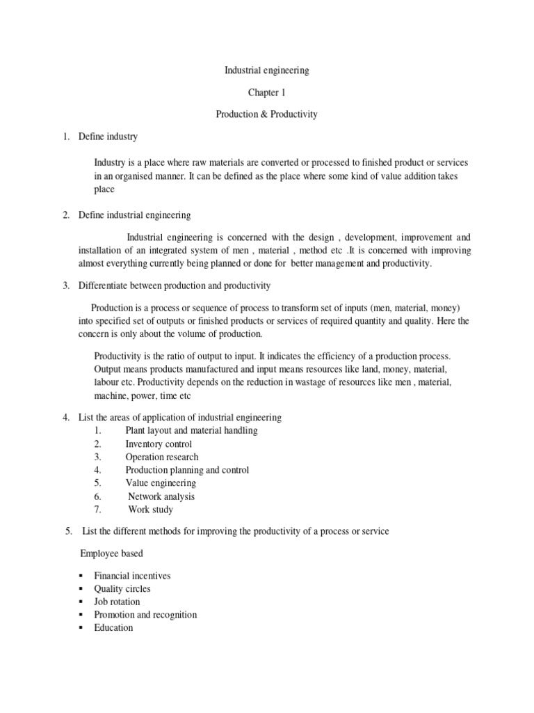 Industrial Engineering Basics | PDF | Scheduling (Production Processes ...