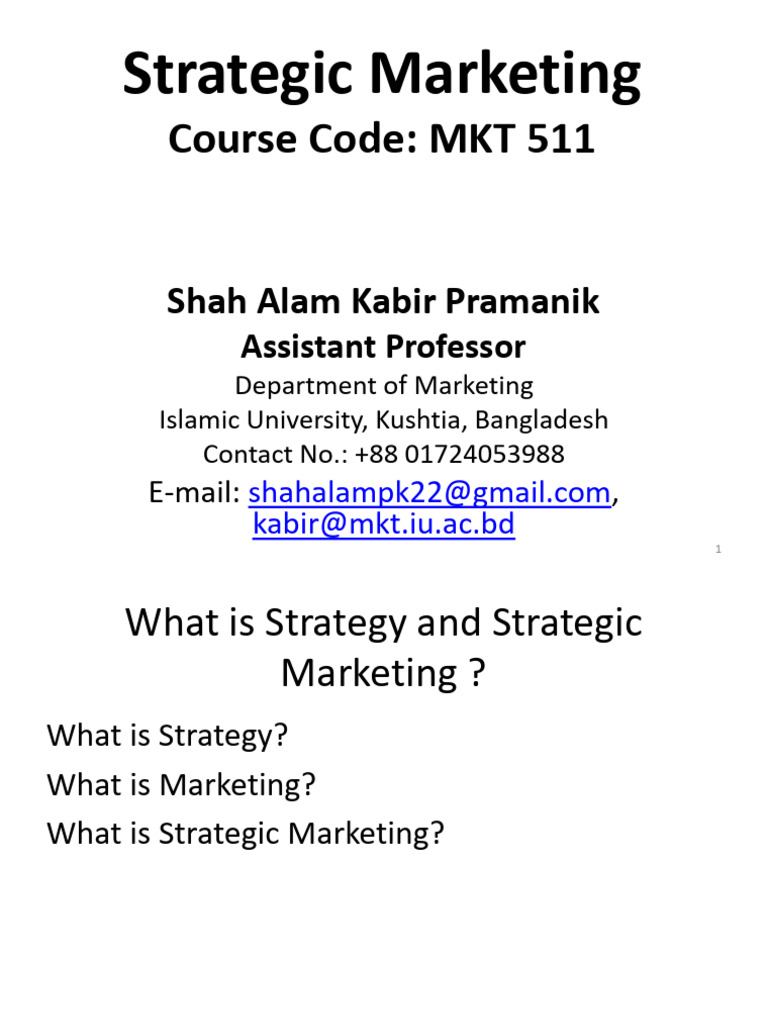 Chapter 1-Introduction To Strategic Marketing | PDF | Marketing ...