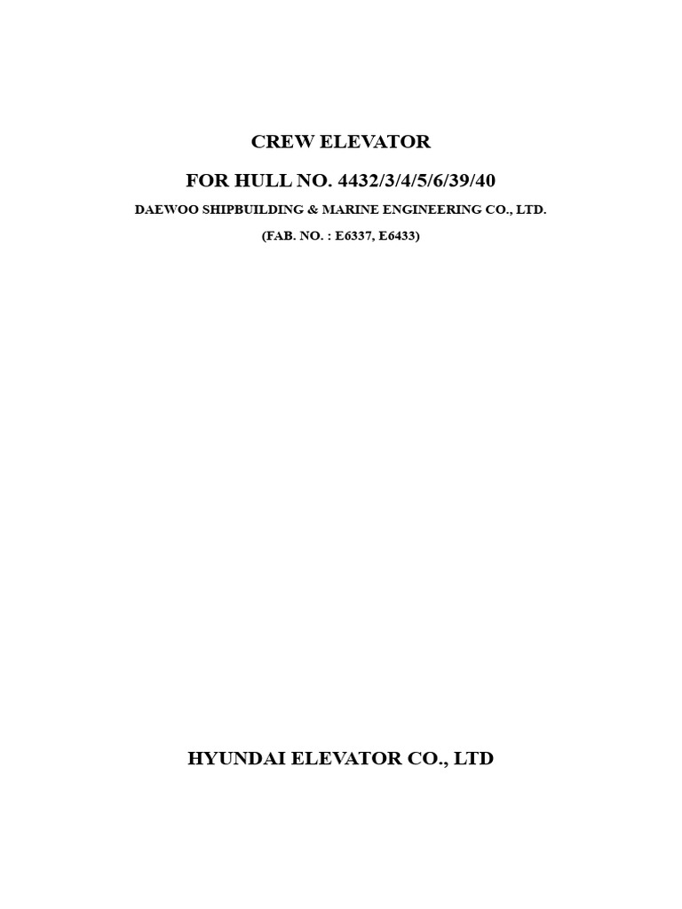 Crew Elevator Technical Document | PDF | Elevator | Manufactured Goods