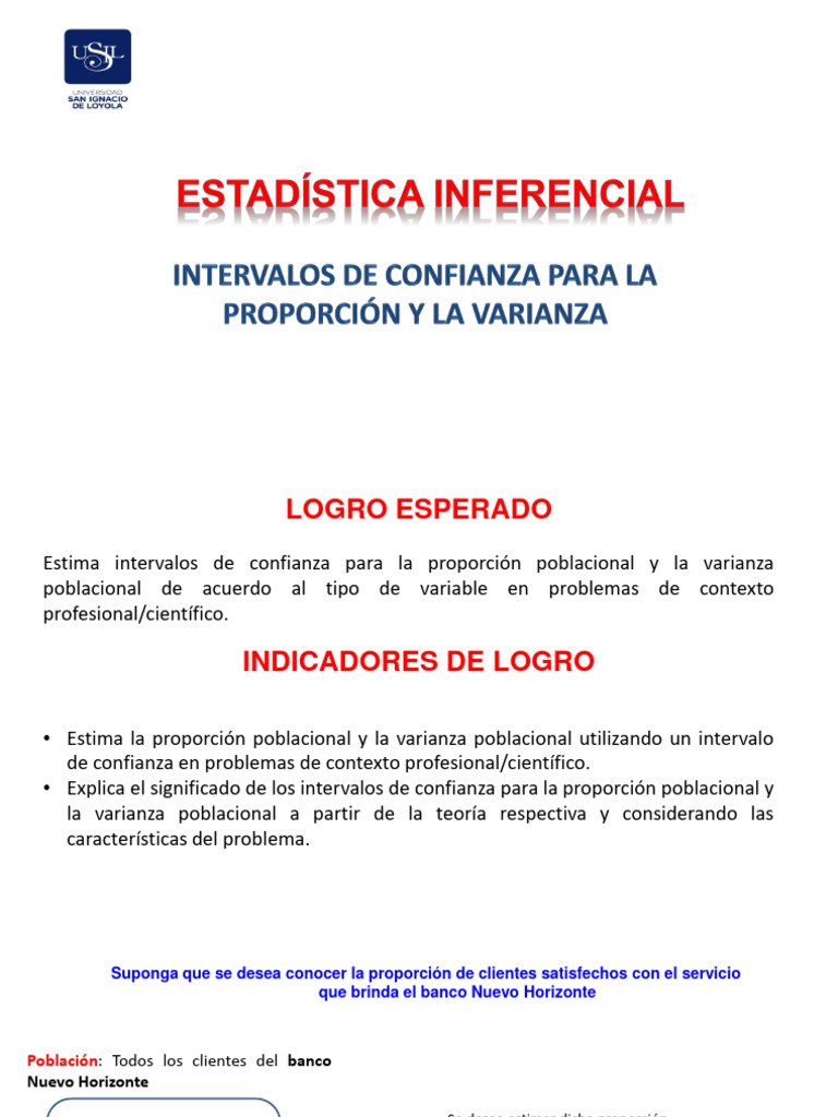 Semana 1 - Sesión 2 - Intervalos de Confianza para La Proporción y La Varianza | PDF | Intervalo ...