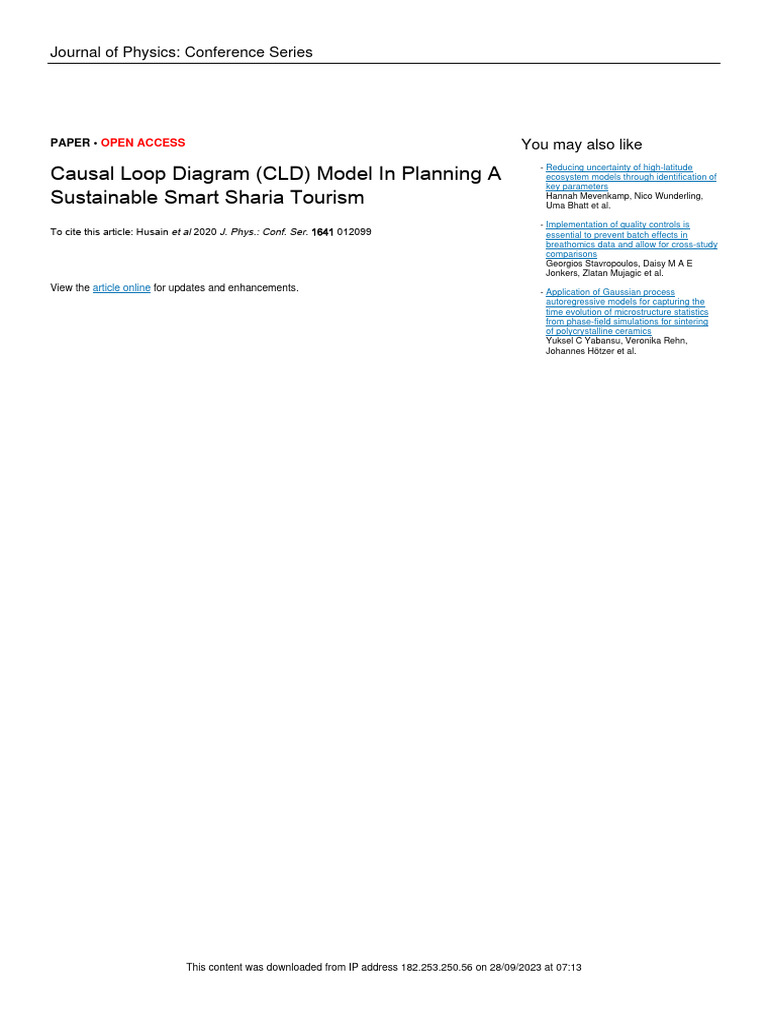 Causal Loop Diagram (CLD) Model In Planning A | Download Free PDF | Tourism | System