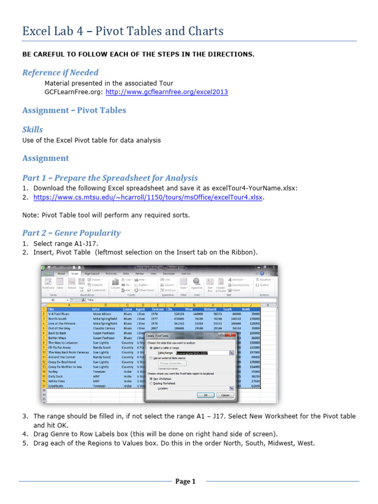 excelTour4_pivotTables_charts | Download Free PDF | Software Design | Information Technology ...