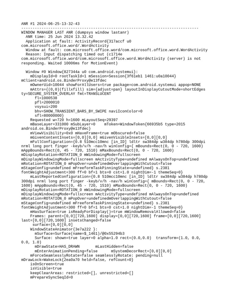 Android ANR Debug Report | PDF | Computer Hardware | Microsoft