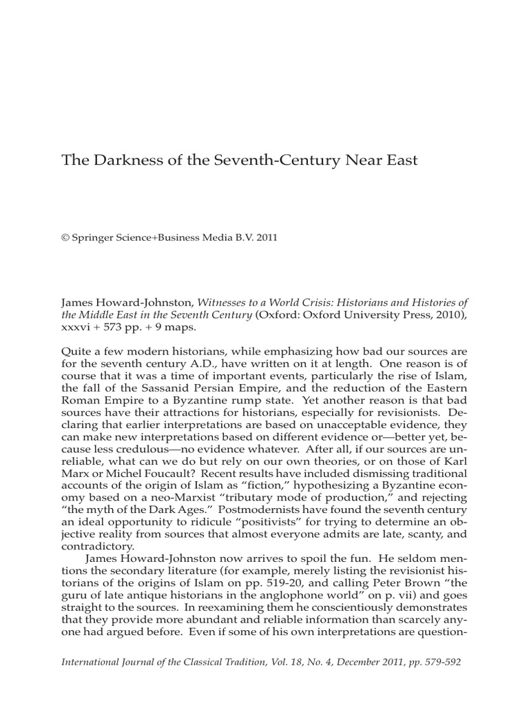 Warren Treadgold - The Darkness of The Seventh-Century Near East | PDF ...