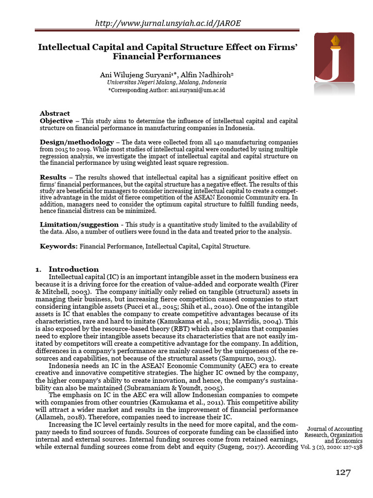Impact of Intellectual Capital on Financial Performance | PDF | Capital ...