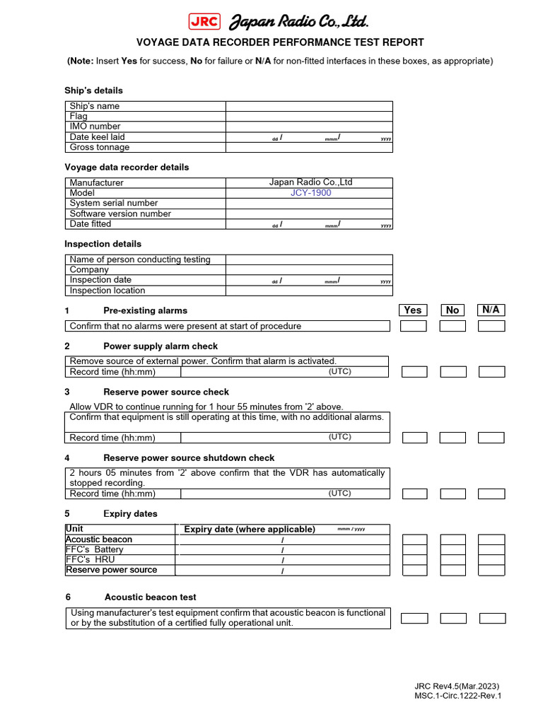 Circ1222rev1 VDR Apt Report Rev4.5 (Mar.2023) | PDF