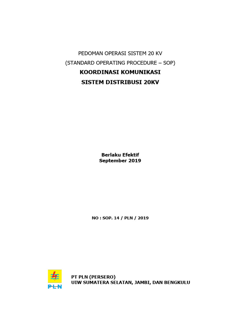SOP KOORDINASI KOMUNIKASI SISTEM DISTRIBUSI 20KV REV 8+ttd Sementara | PDF