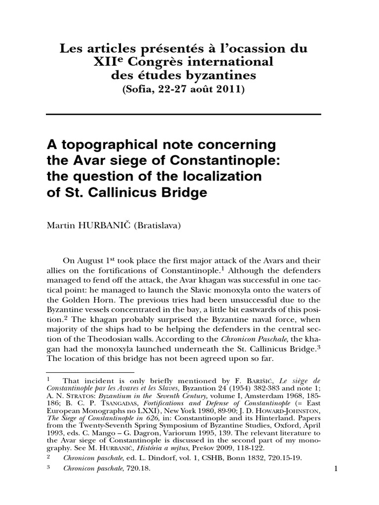 Martin Hurbanic - Siege of Constantinople in 626 | Download Free PDF | Constantinople ...