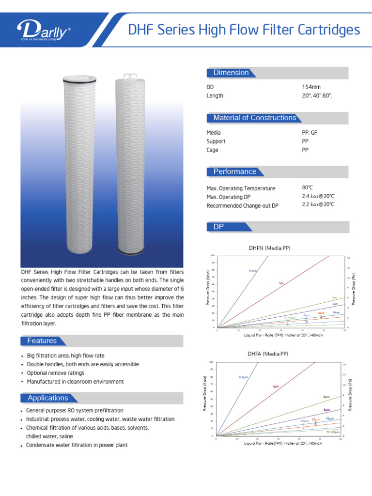 DHF Series High Flow Filter Cartridges | PDF | Filtration | Water