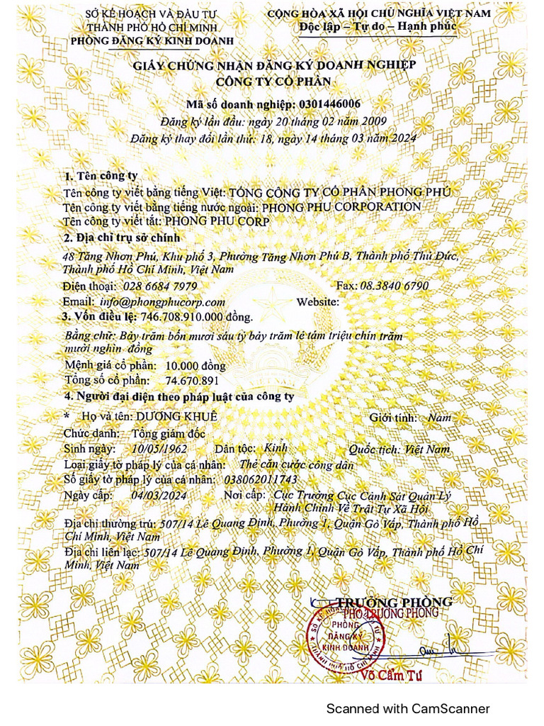 Giay phep DKKD TCT Lan 18 | PDF