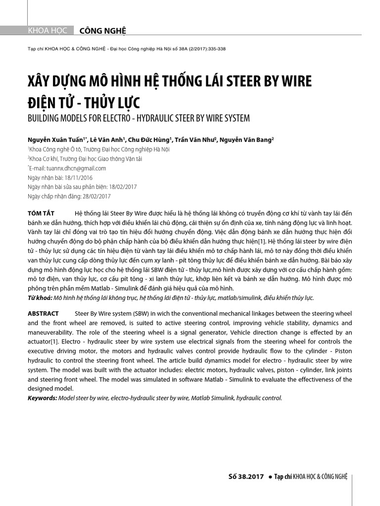 Mô hình hệ thống lái steer by wire | PDF