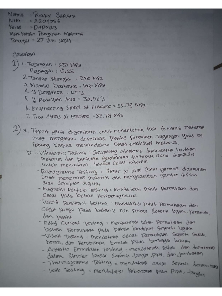 Rizky Saputra UAS Pengujian Material | PDF