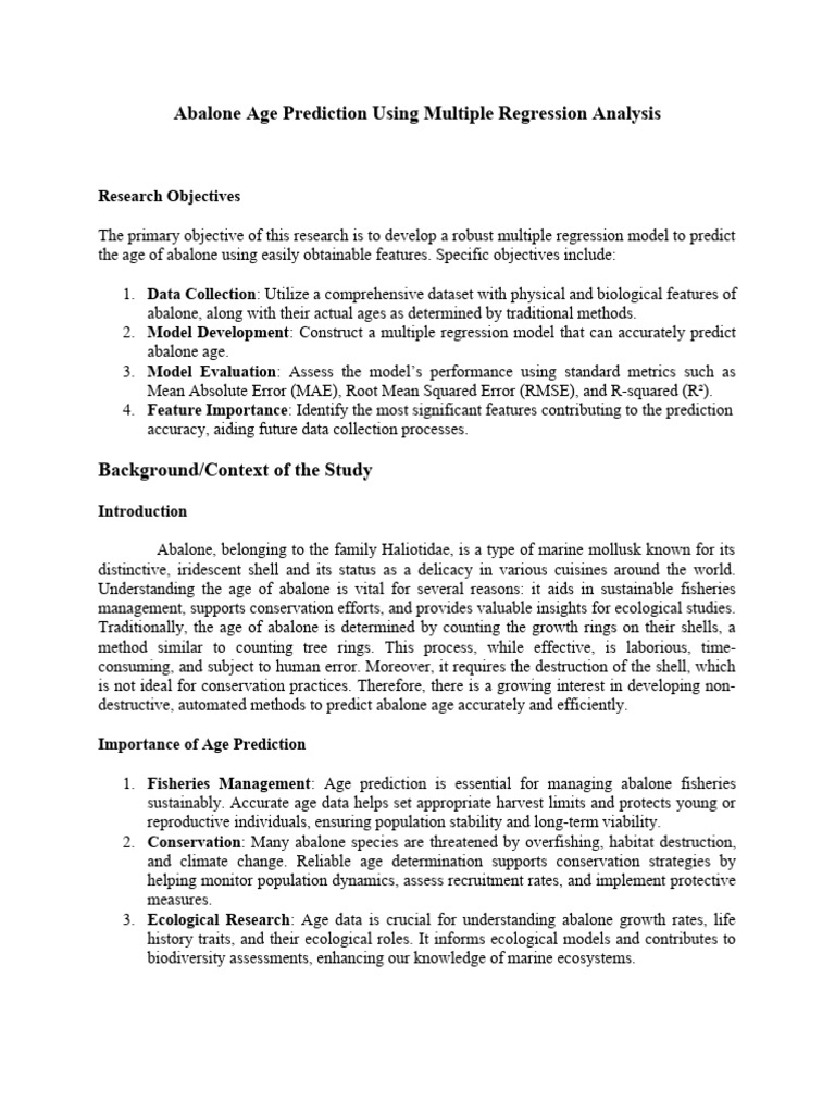 ABALONE-AGE-PREDICTION-Jhana | PDF | Regression Analysis | Prediction