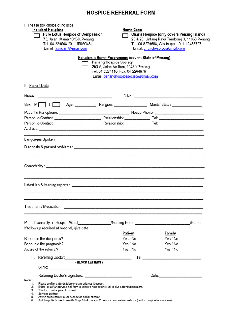 2023 Referral Form 1 | PDF | Palliative Care | Patient