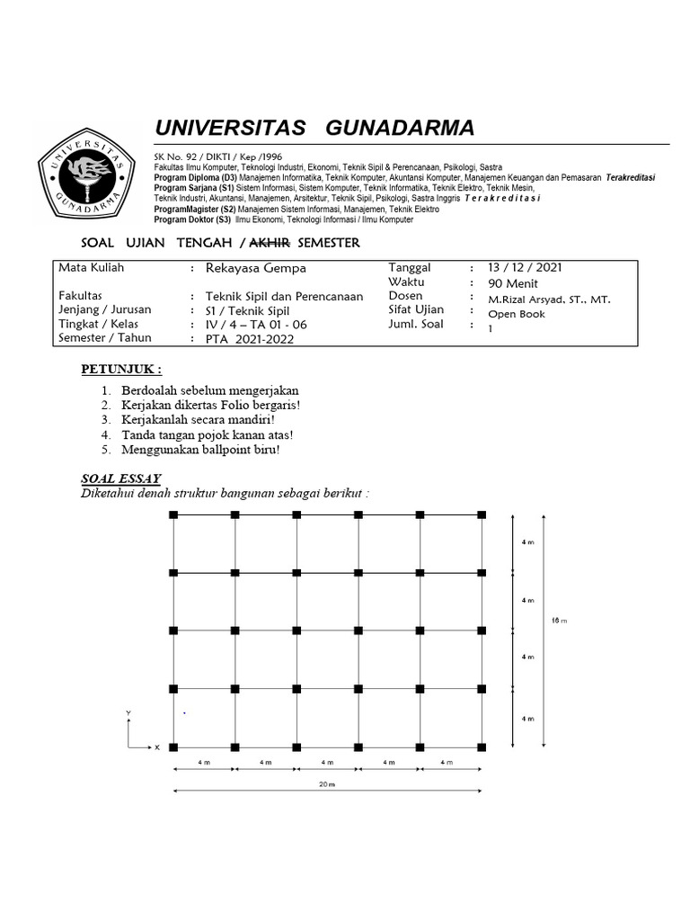 UTS Rekayasa Gempa 4TA01-06 2021 | PDF