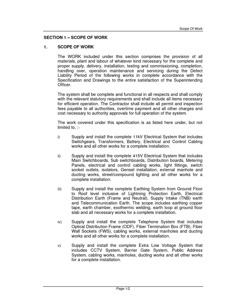 S1 - A.5 Electrical Spec - SOW | PDF | Optical Fiber | Building Engineering