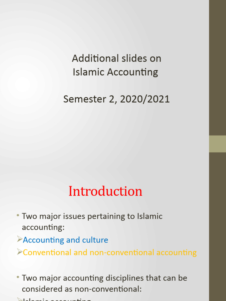 Week 11 Additional Slides On Islamic Accounting | PDF | Sharia | Accounting