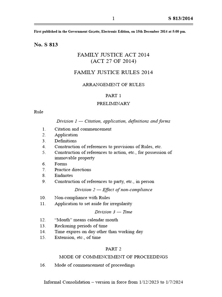 Family Justice Rules 2014 | PDF | Affidavit | Discovery (Law)