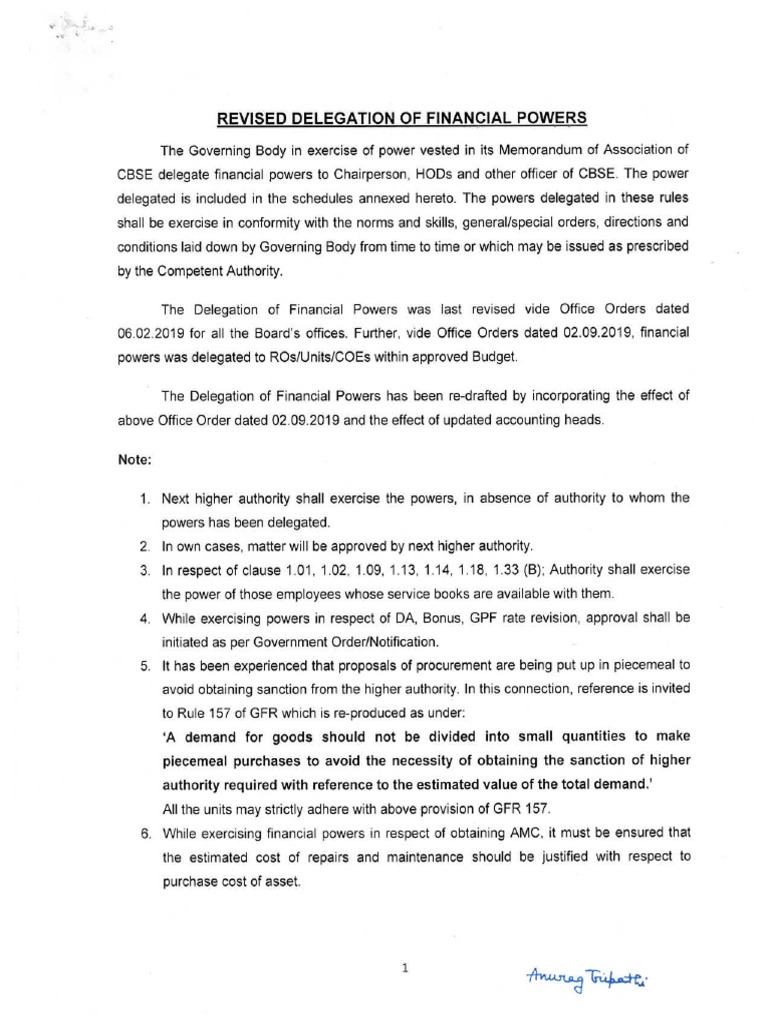 Delegation of Financial Powers | PDF