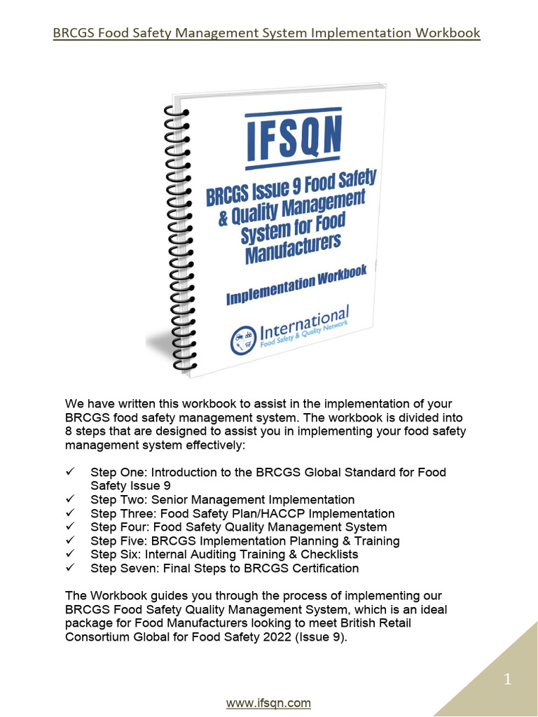 IFSQN BRCGS Food Implementation Workbook Issue 9 2022 Sample | PDF | Food Safety | Hazard ...