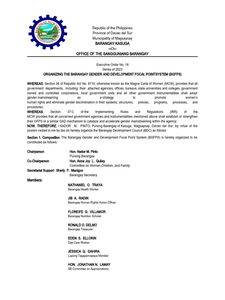 EO-GAD FOCAL POINT SYSTEM | PDF | Government | Justice