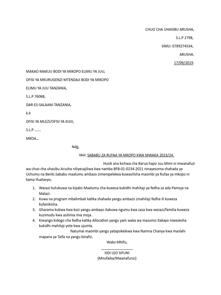 Barua Ya Rufaa | PDF