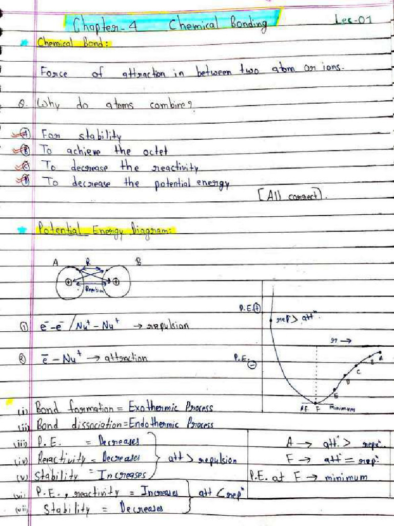 Chemical Bonding Handwritten Notes Till Lec 16, by Ramanmathur 1 | PDF
