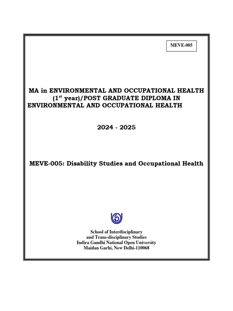 Assignment MEVE-005_ 2024 - 2025 | PDF | Disability | Question