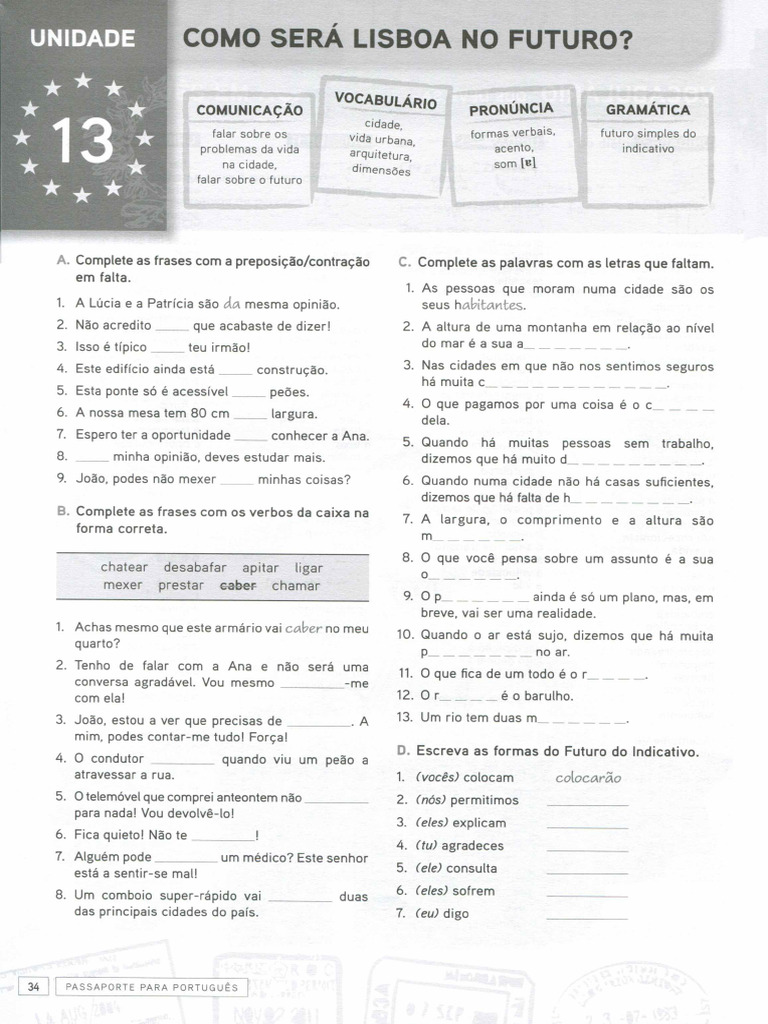 Passaporte para Portugues 2 Nivel b1 Caderno de Exercicios | PDF